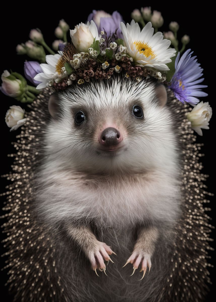 ' baby fluffy hedgehog' Poster, picture, metal print, paint by mk ...