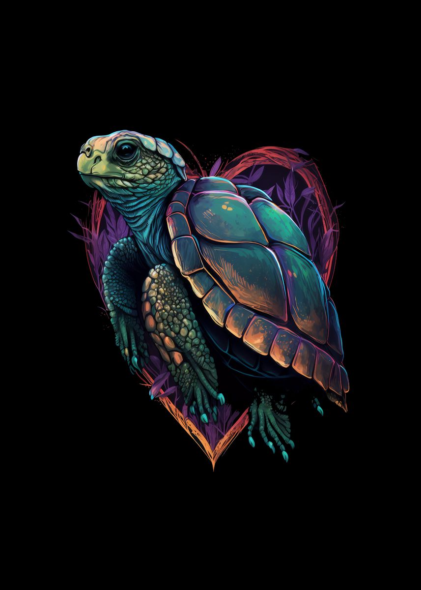 'Turtle Tortoise Heart' Poster by CrownMerch | Displate