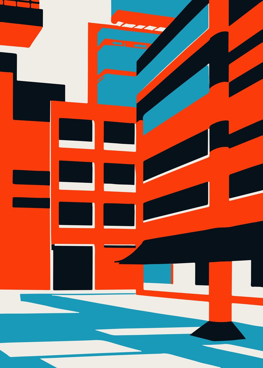 'Japanese Architecture' Poster, picture, metal print, paint by BluePinkPanther | Displate