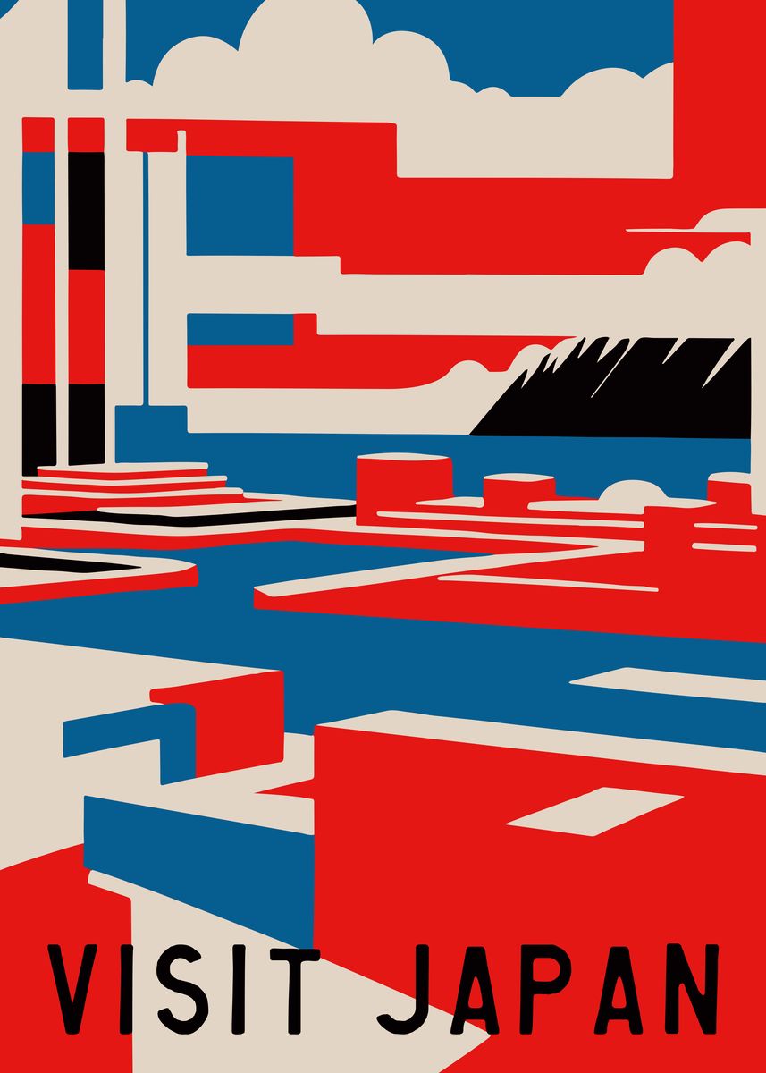 'VISIT JAPAN' Poster, picture, metal print, paint by BluePinkPanther | Displate