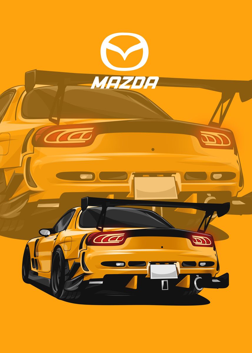 'mazda rx 7 yellow' Poster, picture, metal print, paint by capture art ...