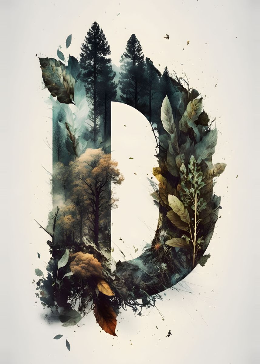 'Letter D Double Exposure' Poster, picture, metal print, paint by ...