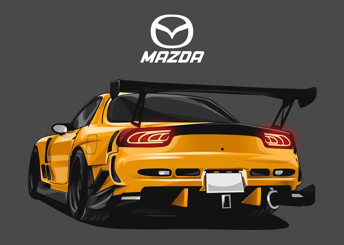 'mazda rx 7 yellow' Poster by capture art | Displate