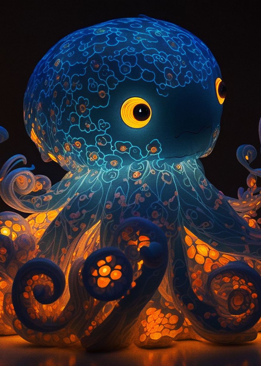 'Cute Octopus' Poster, picture, metal print, paint by Muh Asdar | Displate