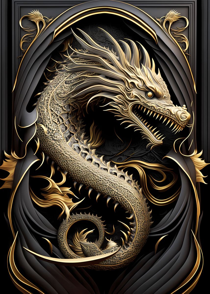 'Dragon Lord Art Deco' Poster, picture, metal print, paint by Luong ...