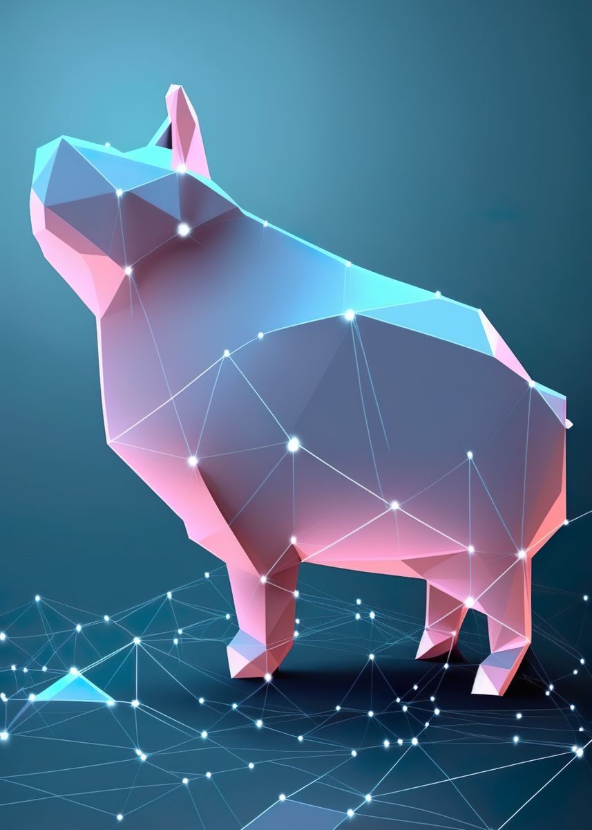 'Low Poly Pig Poster' Poster, picture, metal print, paint by Mark ...