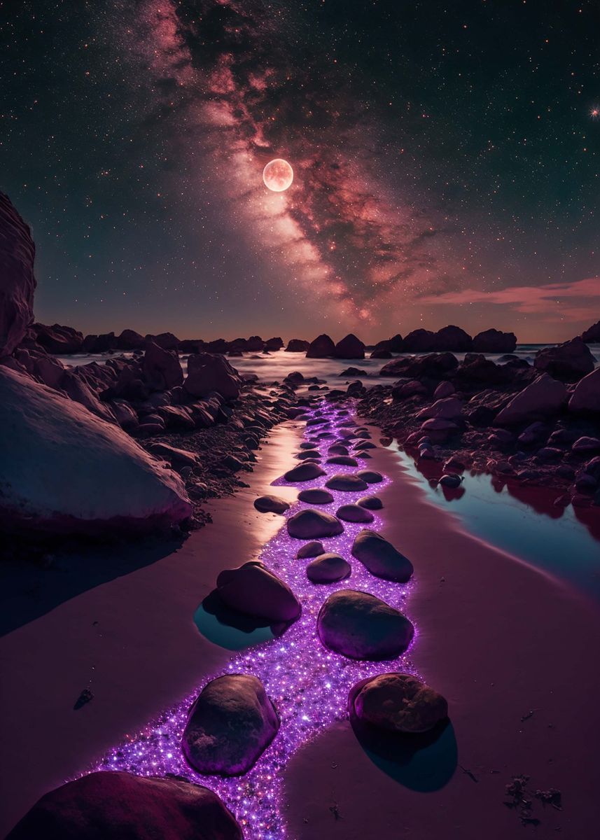 'Enchanted Beach Road' Poster, picture, metal print, paint by M Hultink ...