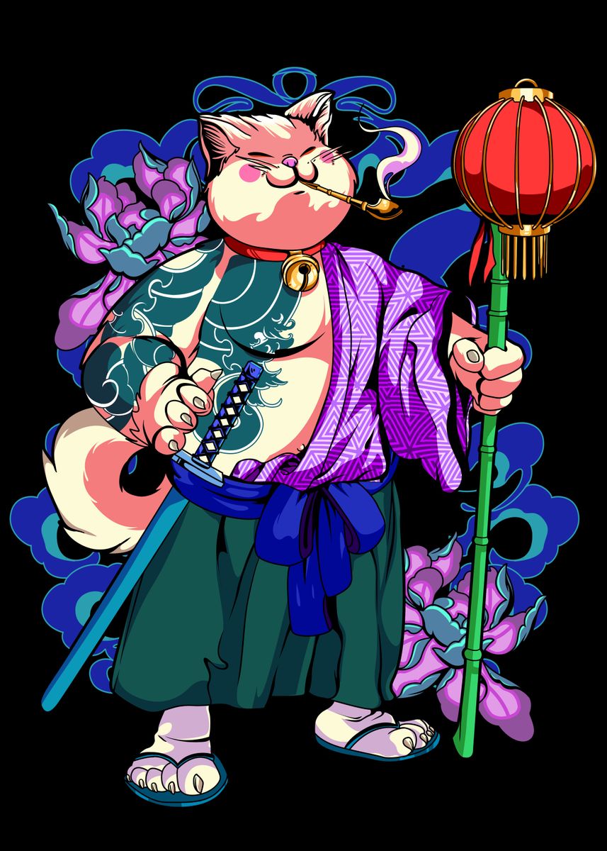 'Cats Blade' Poster, picture, metal print, paint by HeyMoonly | Displate