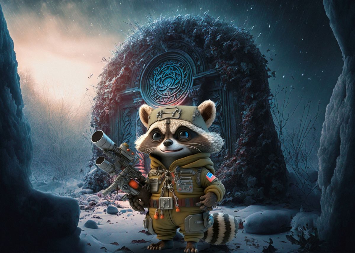 'raccoon warrior' Poster by MrNguyen HaTang | Displate