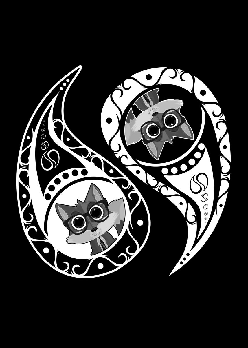 'Ying Yang Fox Nerd' Poster, picture, metal print, paint by Adamzworld ...