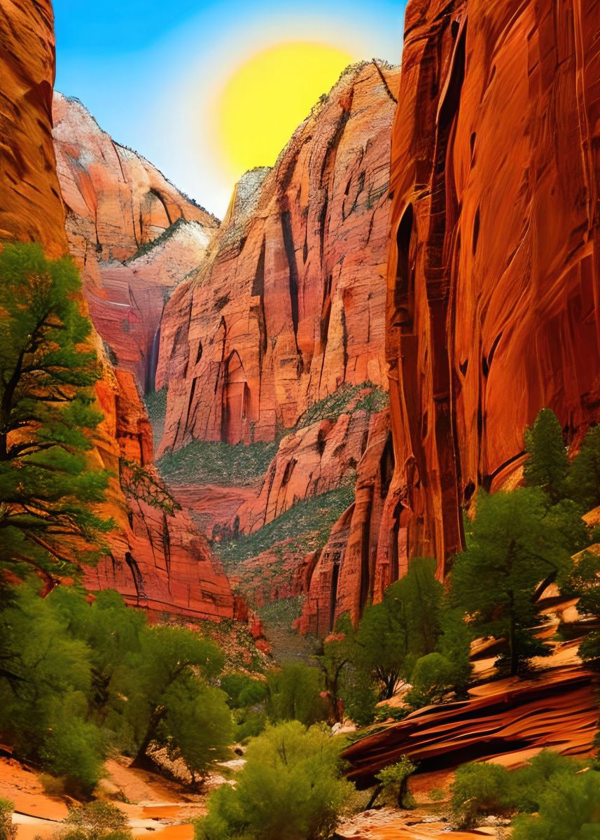 'Zion National Park' Poster, picture, metal print, paint by insideFairy ...