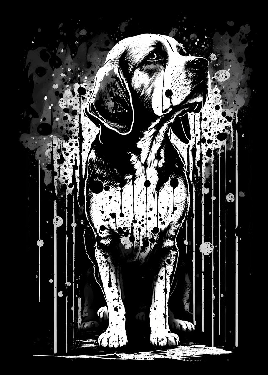'Beagle Stencil Design' Poster, picture, metal print, paint by LaLou ...
