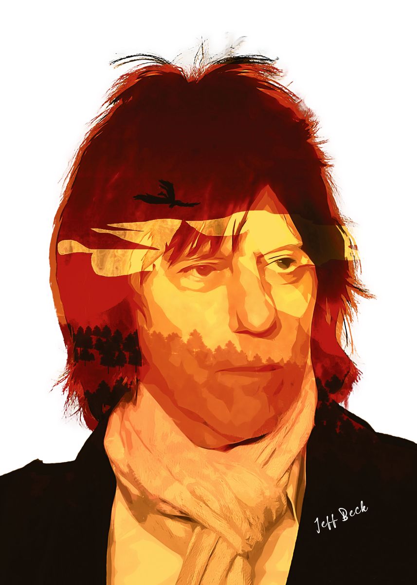 'Jeff Beck' Poster, picture, metal print, paint by Babazuka zuka | Displate