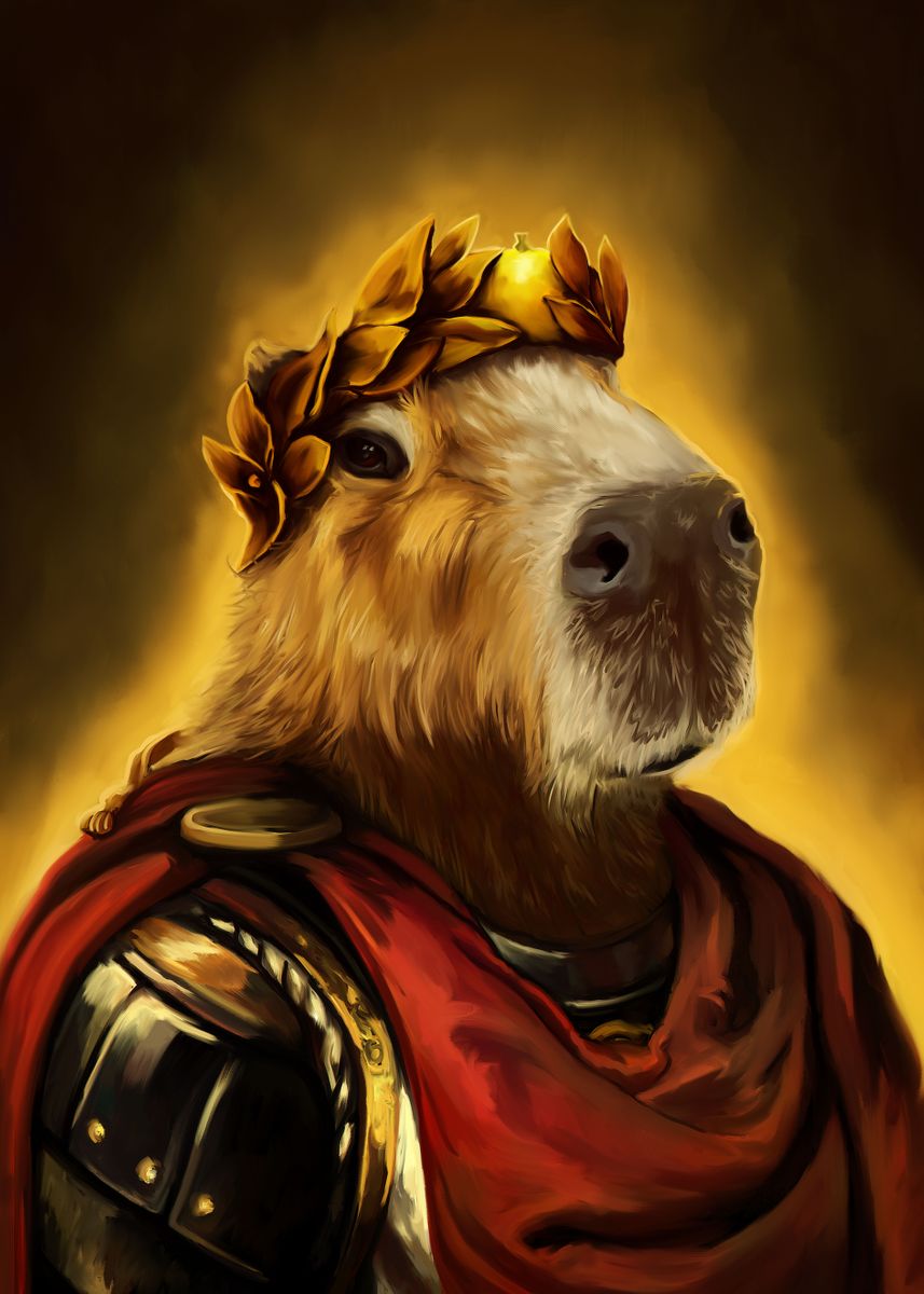 'Capybara as Roman Emperor' Poster, picture, metal print, paint by ...