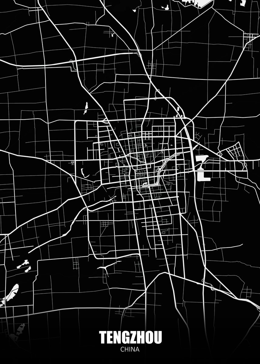 'Tengzhou China Dark Map' Poster, picture, metal print, paint by Zake ...