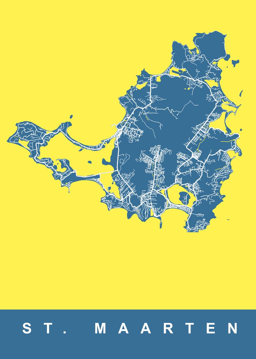 'City Map ST MAARTEN ' Poster, picture, metal print, paint by UrbanMaps ...