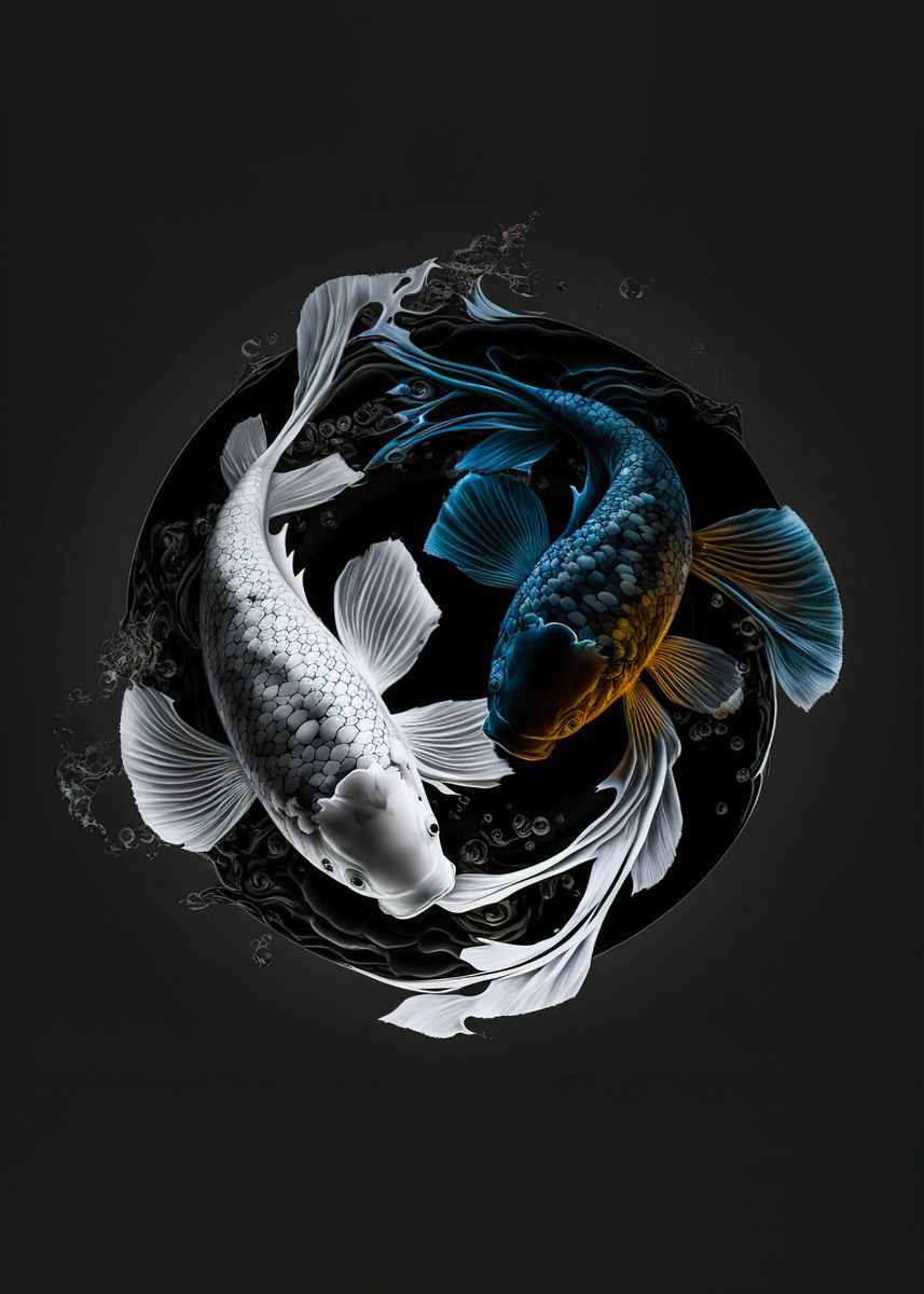 'yin yang koi fish' Poster by mark viraj | Displate