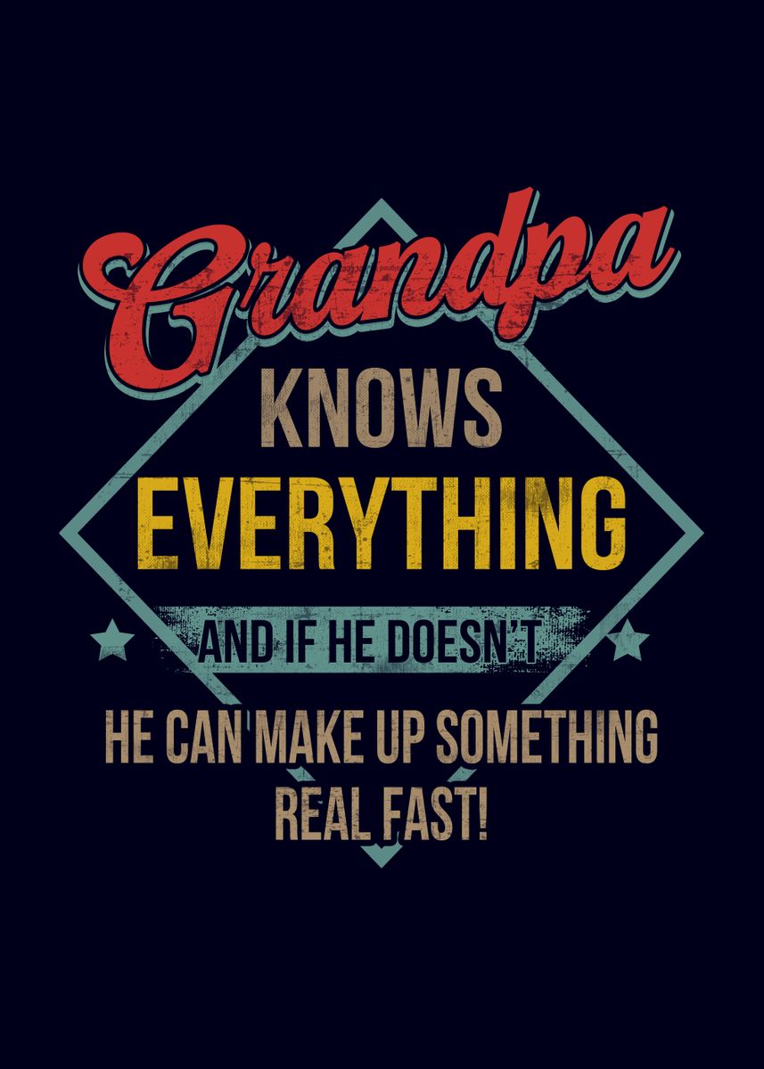 'Funny Grandpa ' Poster, picture, metal print, paint by Rikuharu Studio ...