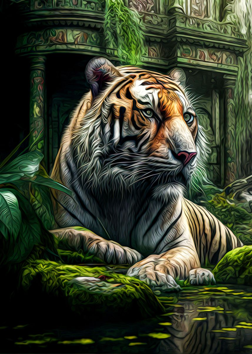 'Tiger' Poster, picture, metal print, paint by Tiker Arts | Displate