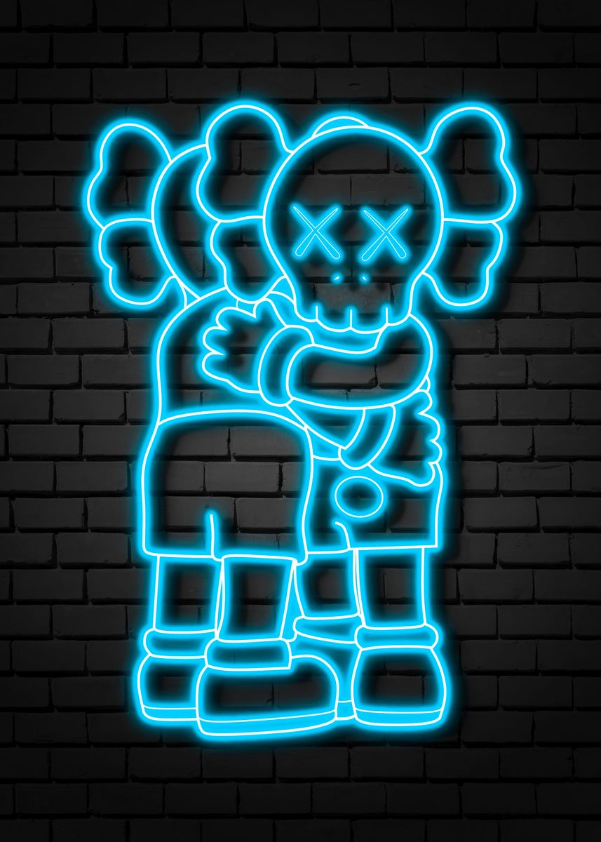 'Neon Kaws' Poster, picture, metal print, paint by Boon Edgar | Displate
