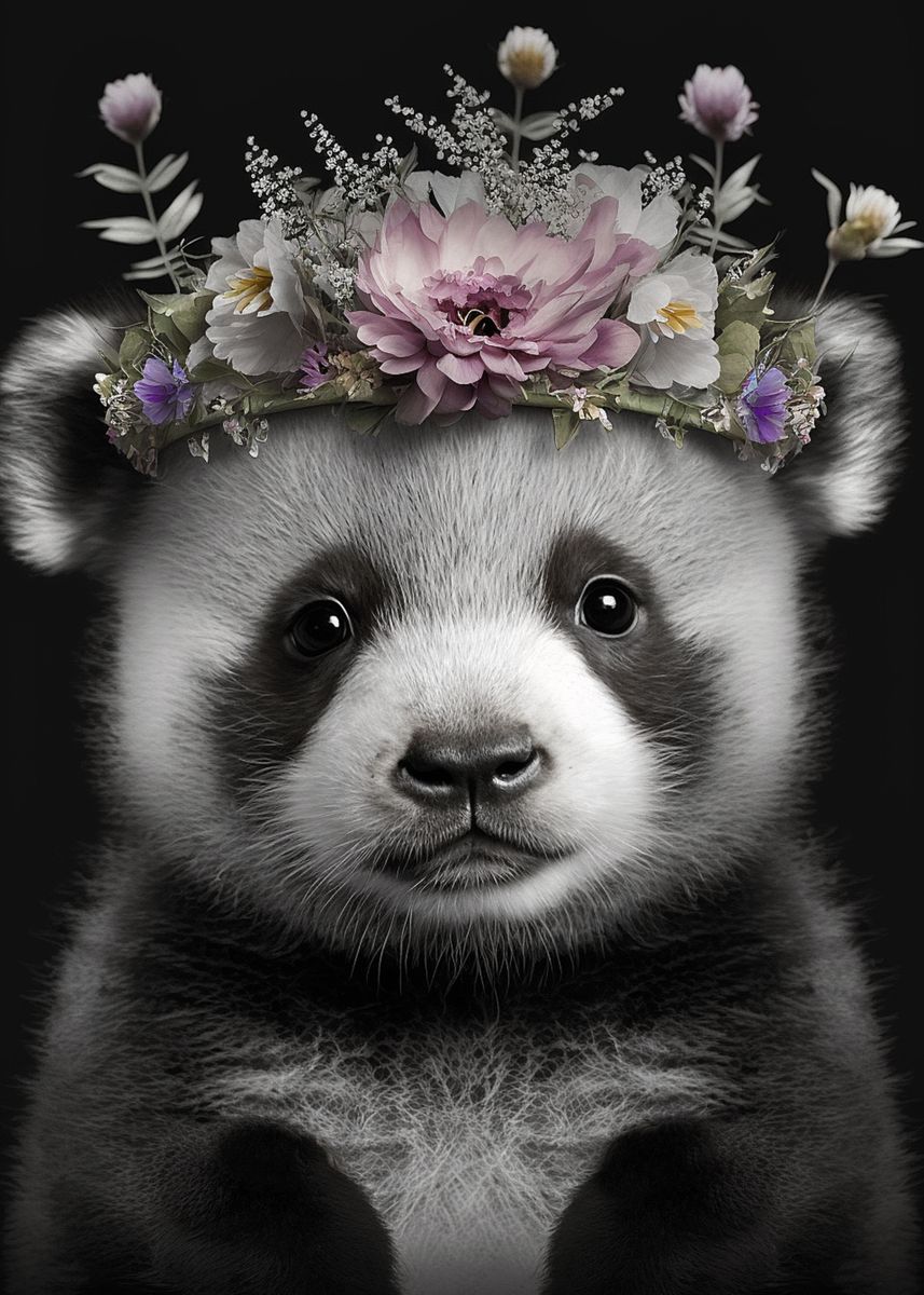 'cute baby fluffy panda' Poster by MK studio | Displate