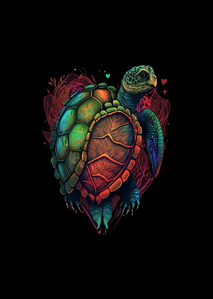 'Turtle Tortoise Heart' Poster, picture, metal print, paint by ...