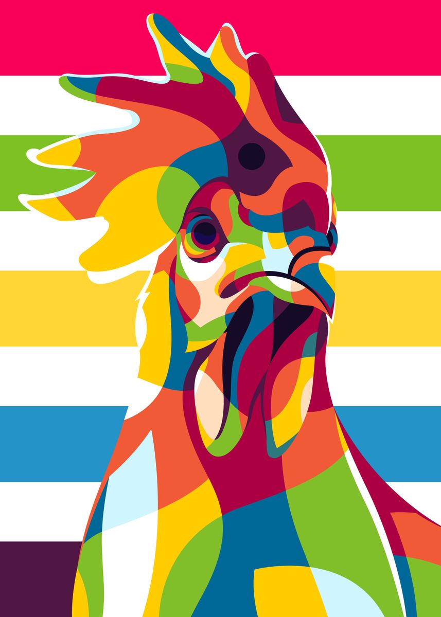 'Dashing Rooster' Poster, picture, metal print, paint by Lintang ...