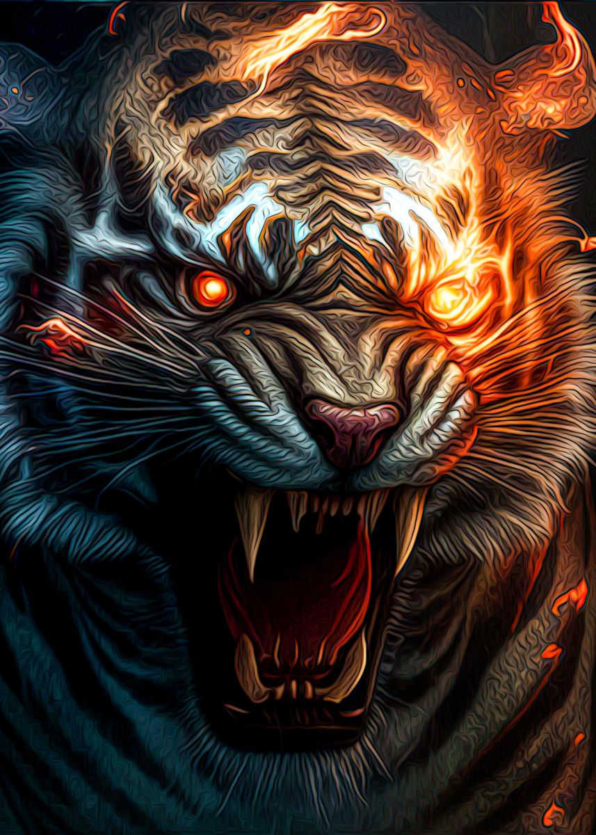 'Tiger' Poster, picture, metal print, paint by Ackerman Nance | Displate