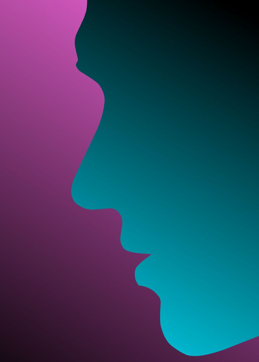 'Man face blue and pink' Poster, picture, metal print, paint by Ihsa ...