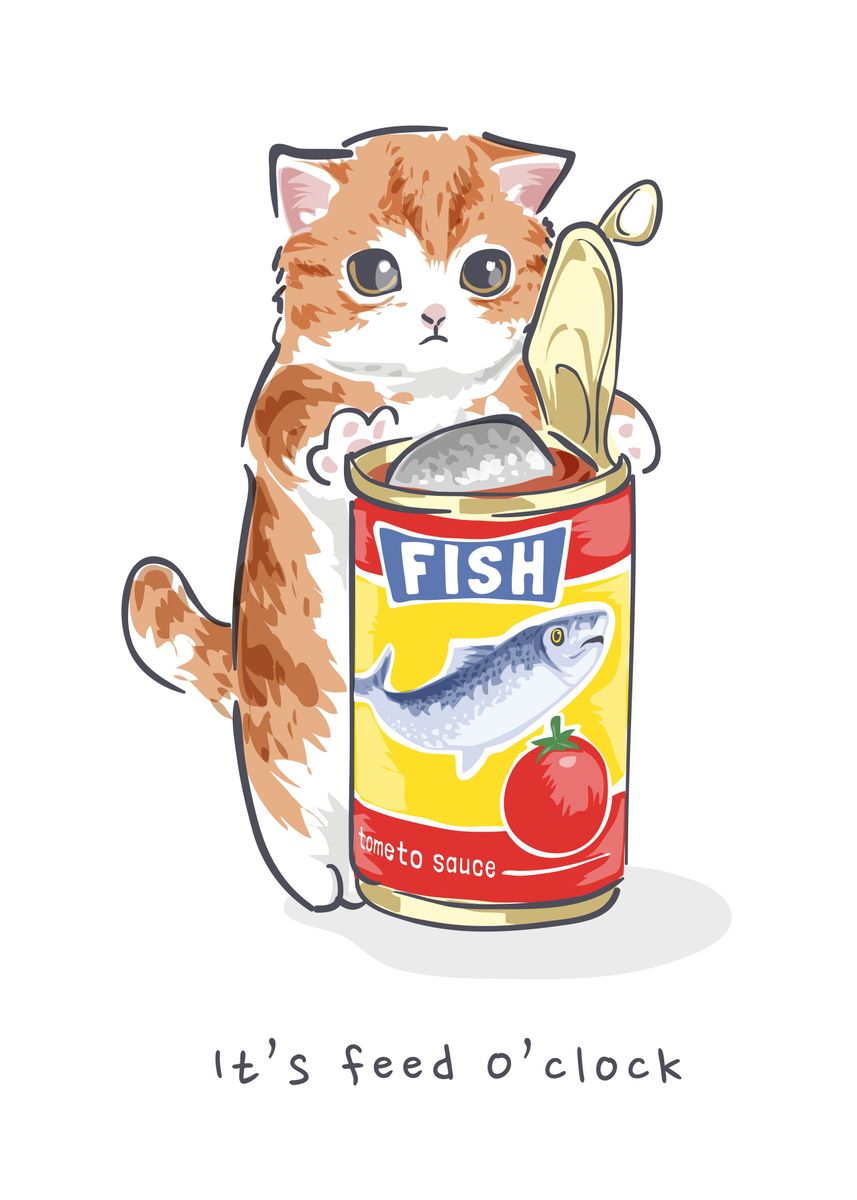 'Cartoon cute kitten' Poster, picture, metal print, paint by ...