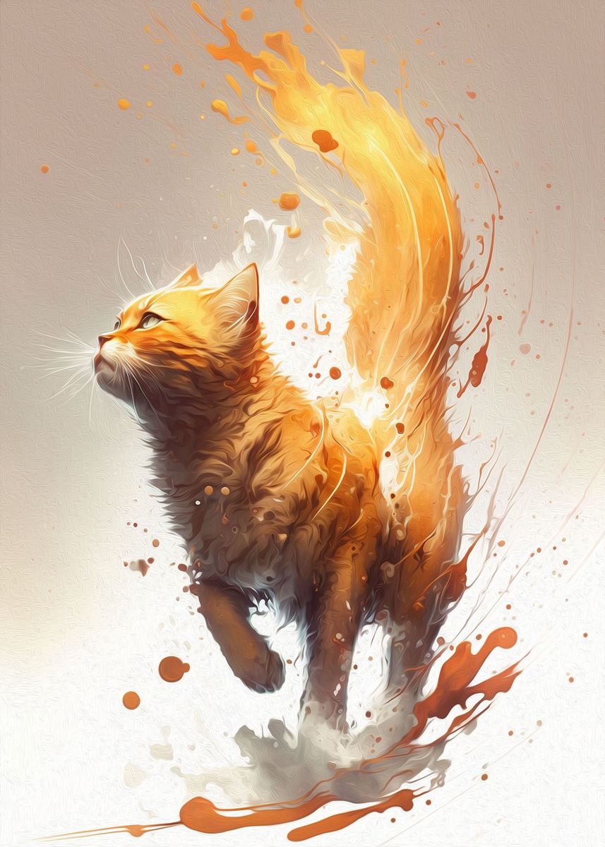'Cat' Poster, picture, metal print, paint by Sabiqul Fahmi | Displate