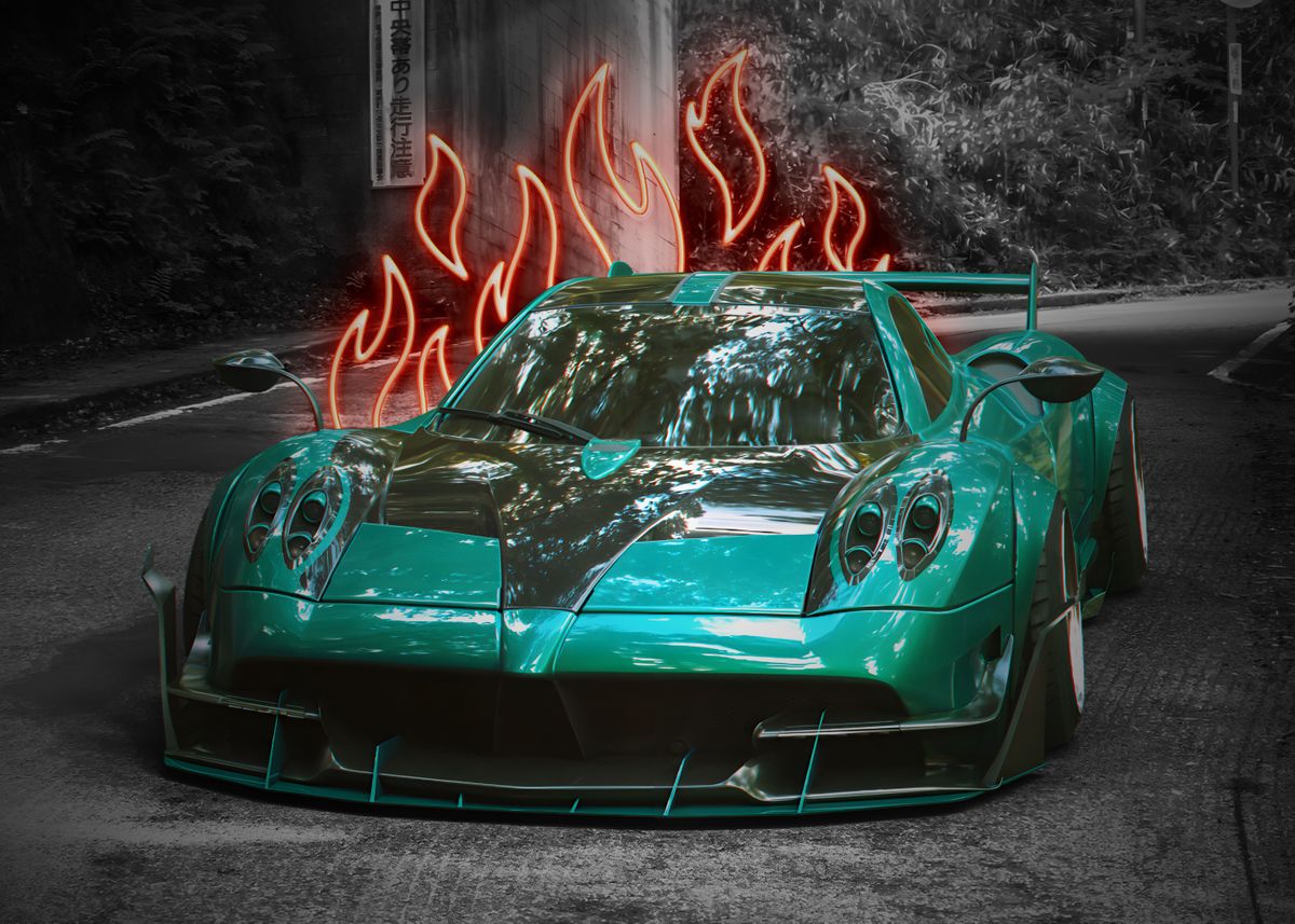 'Green Sport Cars' Poster by Reality Art | Displate