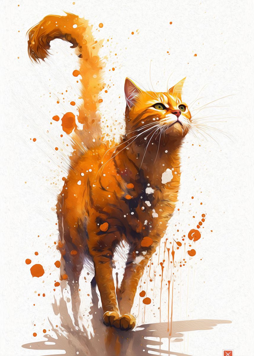 'Cat' Poster, picture, metal print, paint by Sabiqul Fahmi | Displate