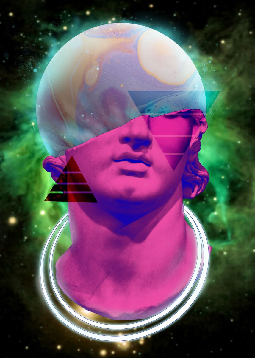 'David Statue Vaporwave' Poster, picture, metal print, paint by Atanas ...