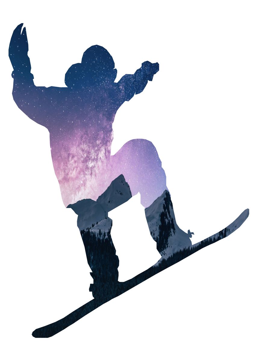 'Snowboarder Purple Jump' Poster, picture, metal print, paint by ...