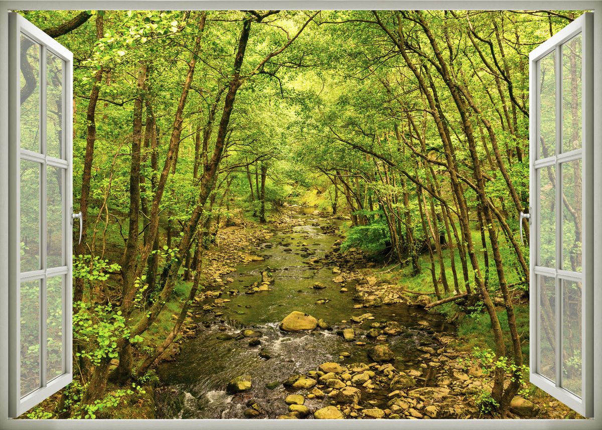 'Window view river forest' Poster by Vicen Design | Displate