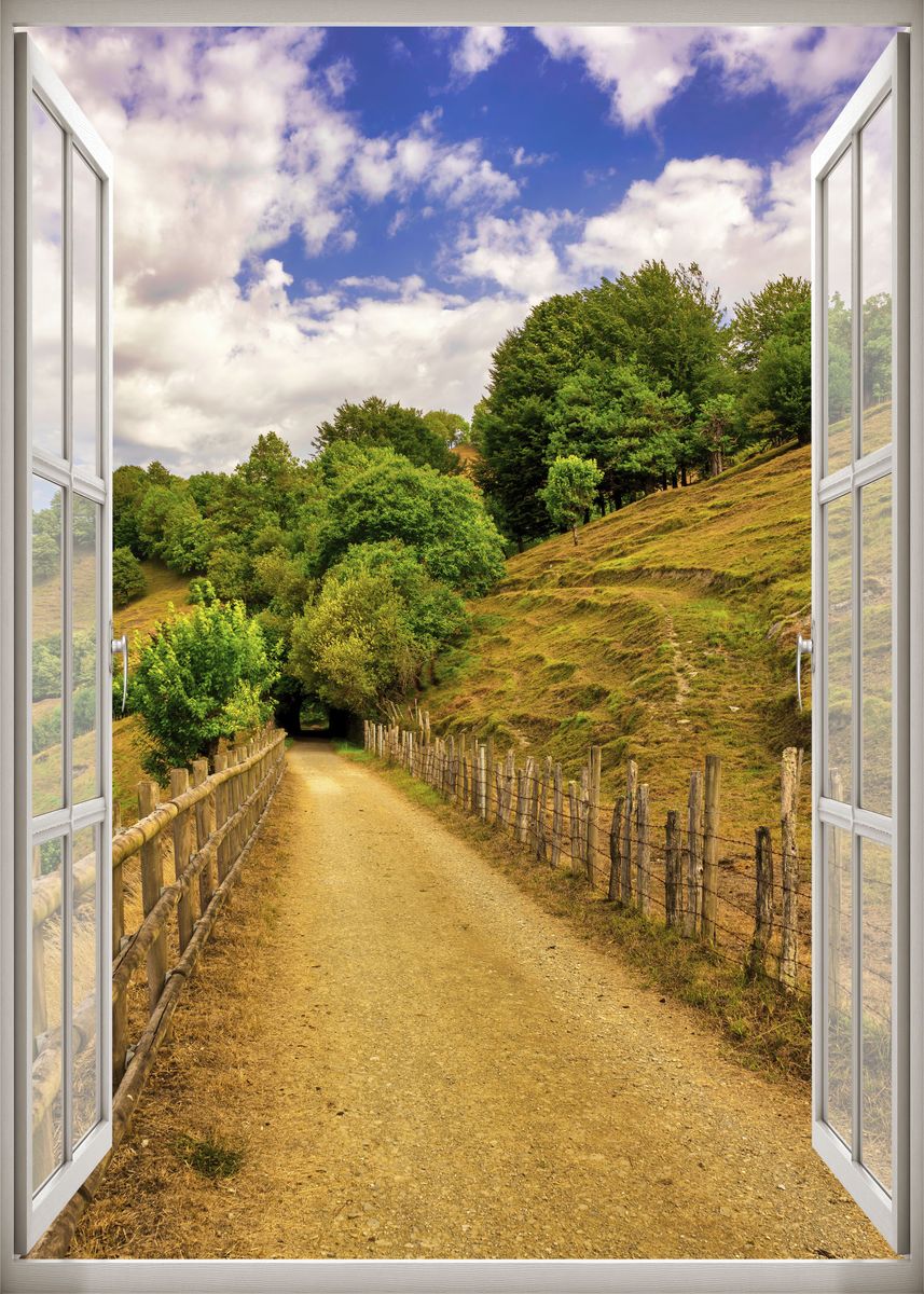 'Window view road landscape' Poster, picture, metal print, paint by ...