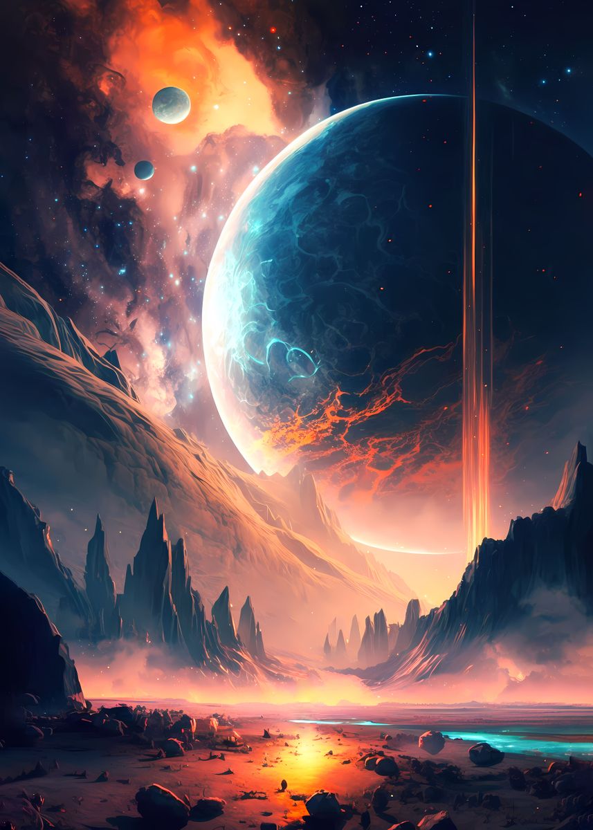 'Aurora Symphony Landscape' Poster, picture, metal print, paint by ...