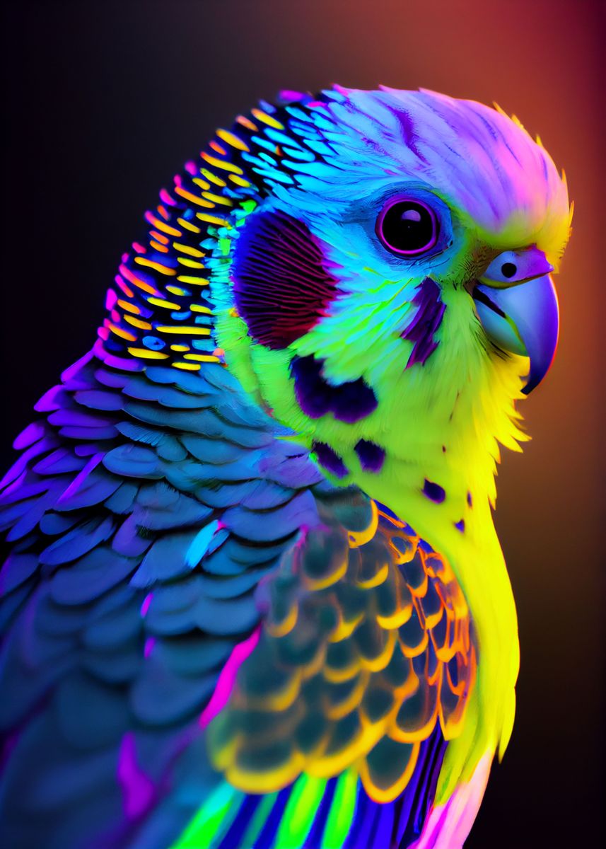 'Colorful Budgie Parakeet' Poster, picture, metal print, paint by ...