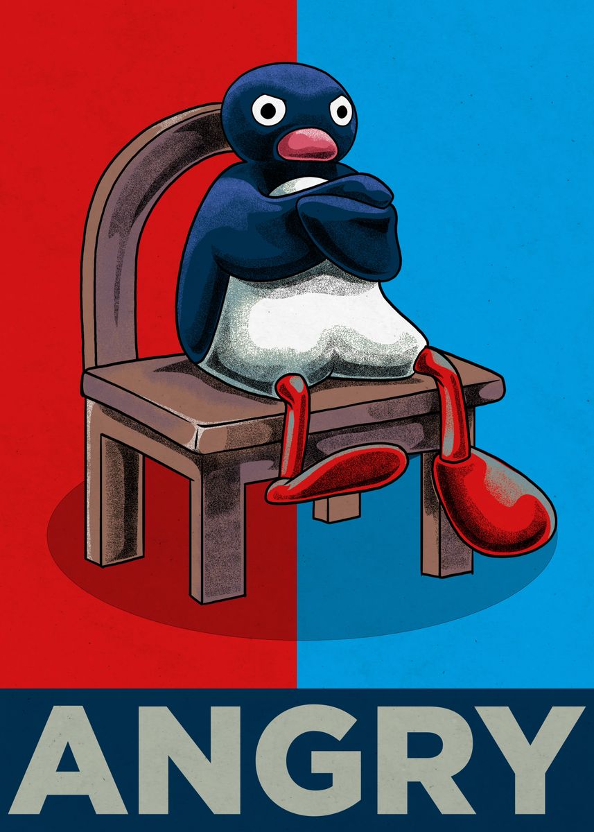 'Angry Pinguin Meme' Poster, picture, metal print, paint by Mikhaila ...