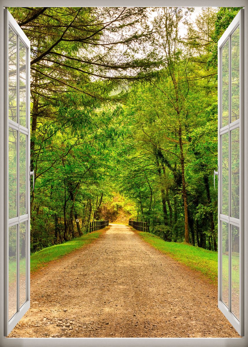 'Window view road forest' Poster, picture, metal print, paint by Vicen ...