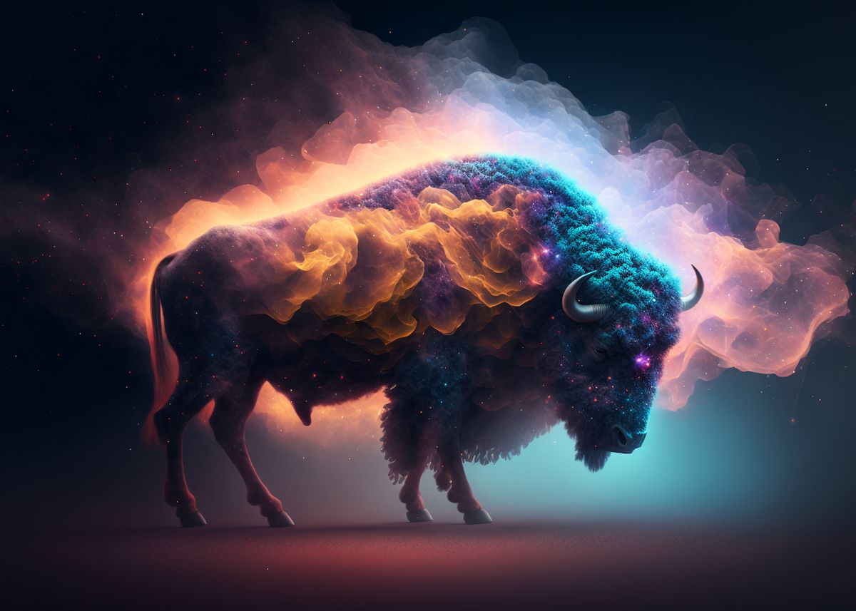 'Spirit Animal Bison' Poster by Jiri Hodecek | Displate