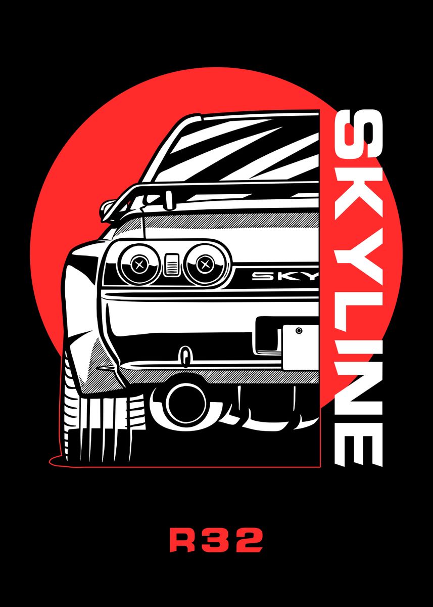 'Nissan Skyline R32' Poster, picture, metal print, paint by Faissal ...