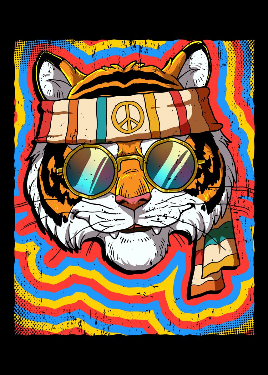 'Tiger Psychedelic' Poster, picture, metal print, paint by PxL | Displate