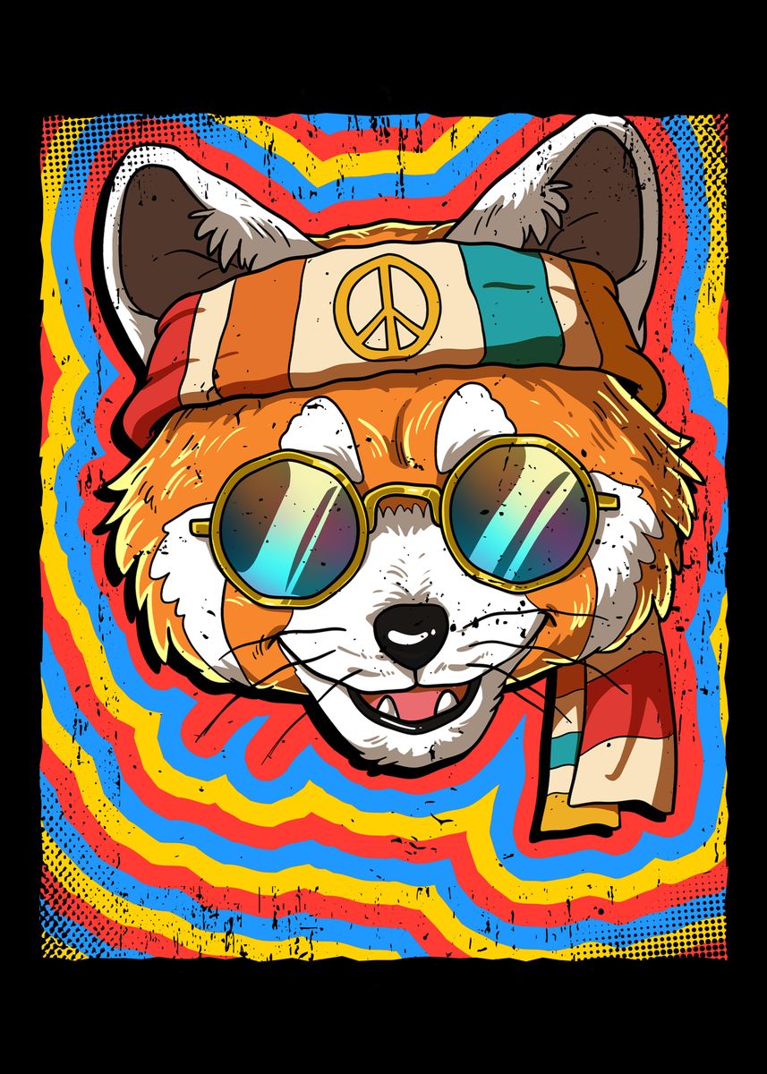 'Red Panda Psychedelic' Poster, picture, metal print, paint by PxL ...