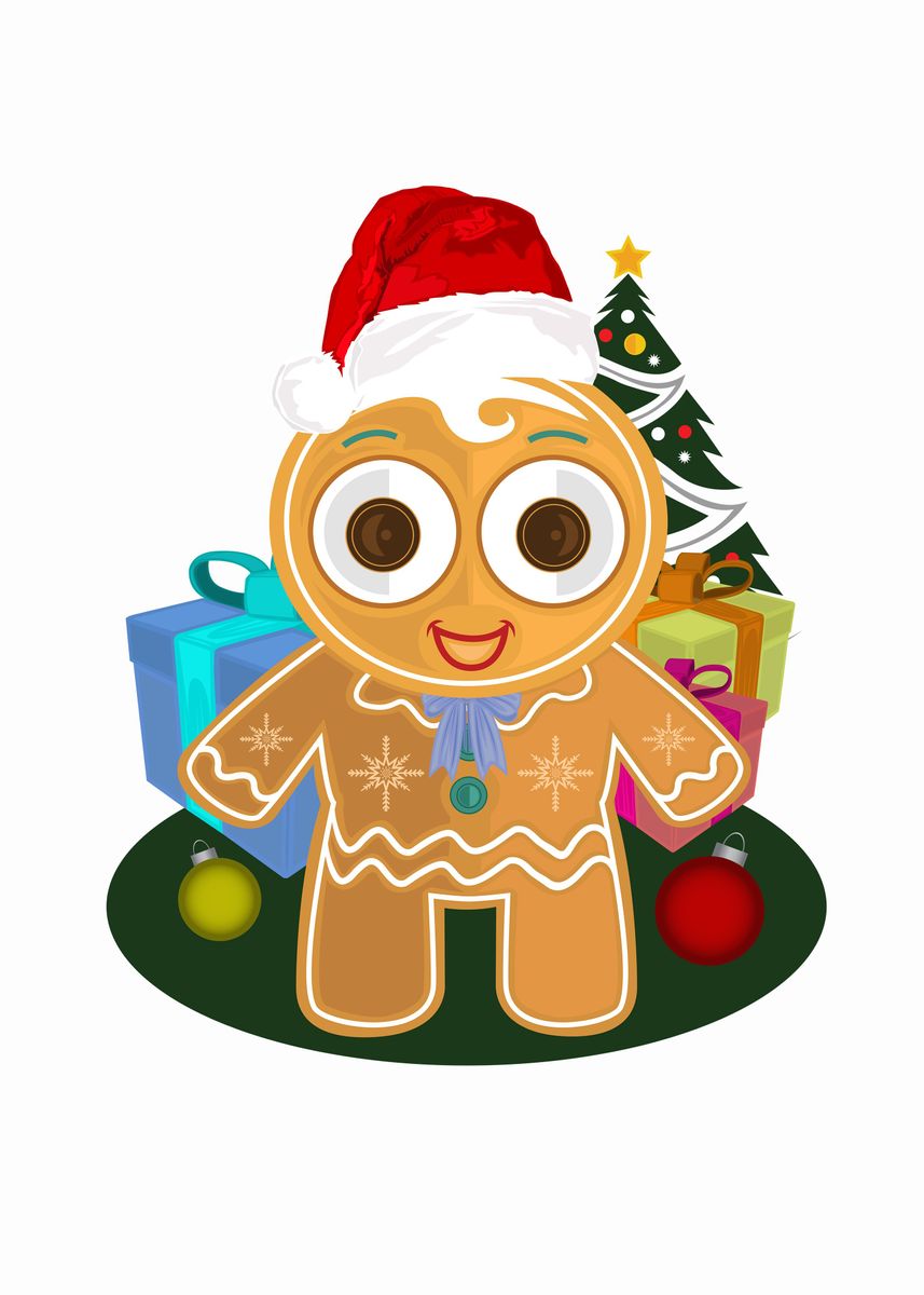 'Christmas Ginger Bread Man' Poster, picture, metal print, paint by ...