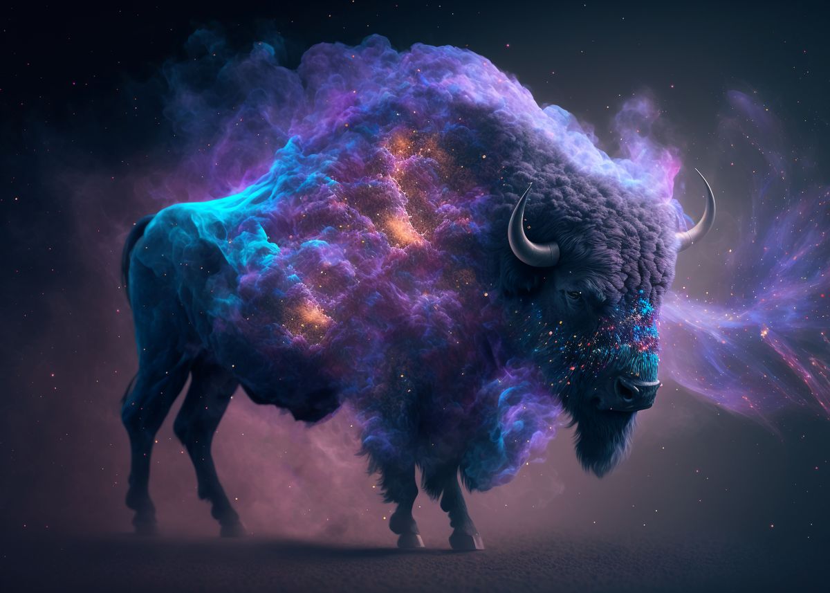 'Spirit Animal Bison' Poster by Jiri Hodecek | Displate