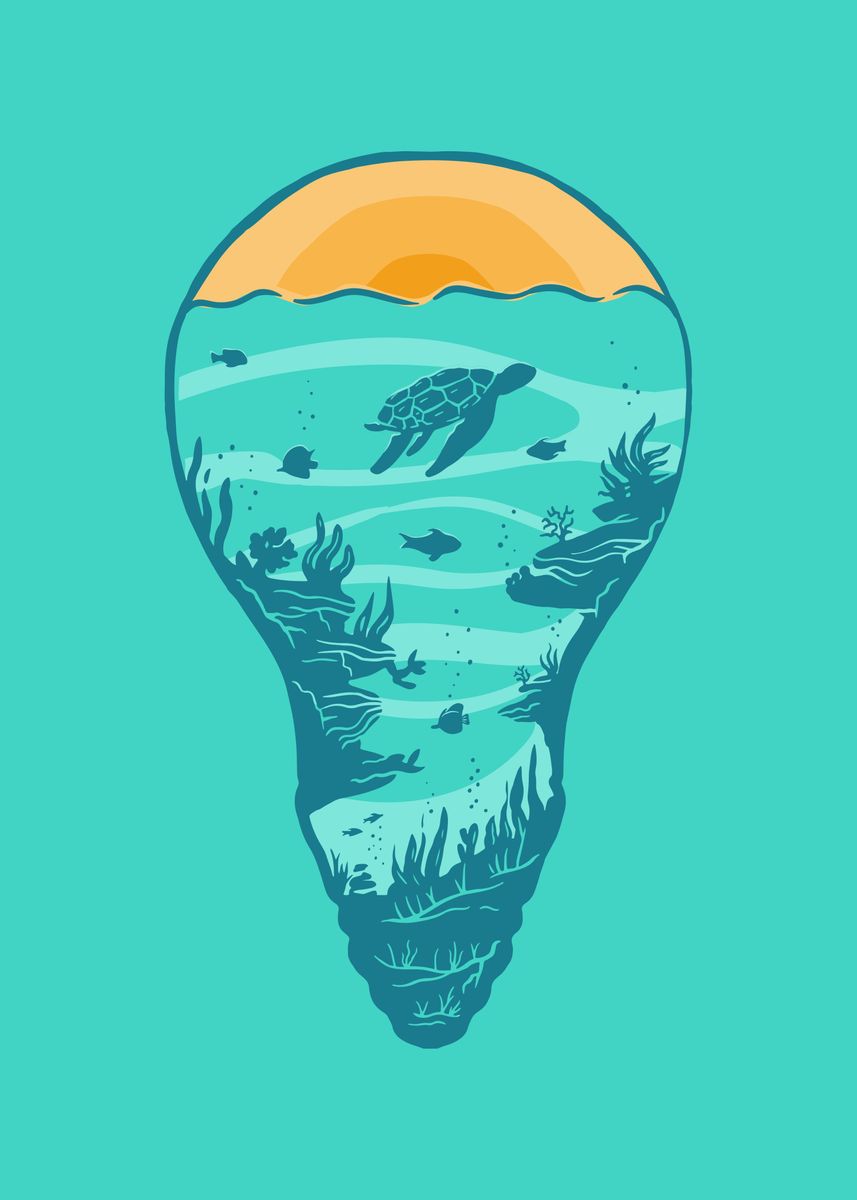 'Underwater Light' Poster, picture, metal print, paint by Mangustudio ...