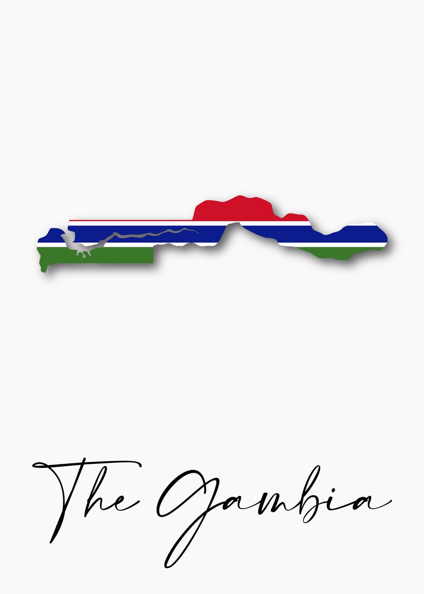 'The Gambia Map Flag' Poster, picture, metal print, paint by dkDesign ...