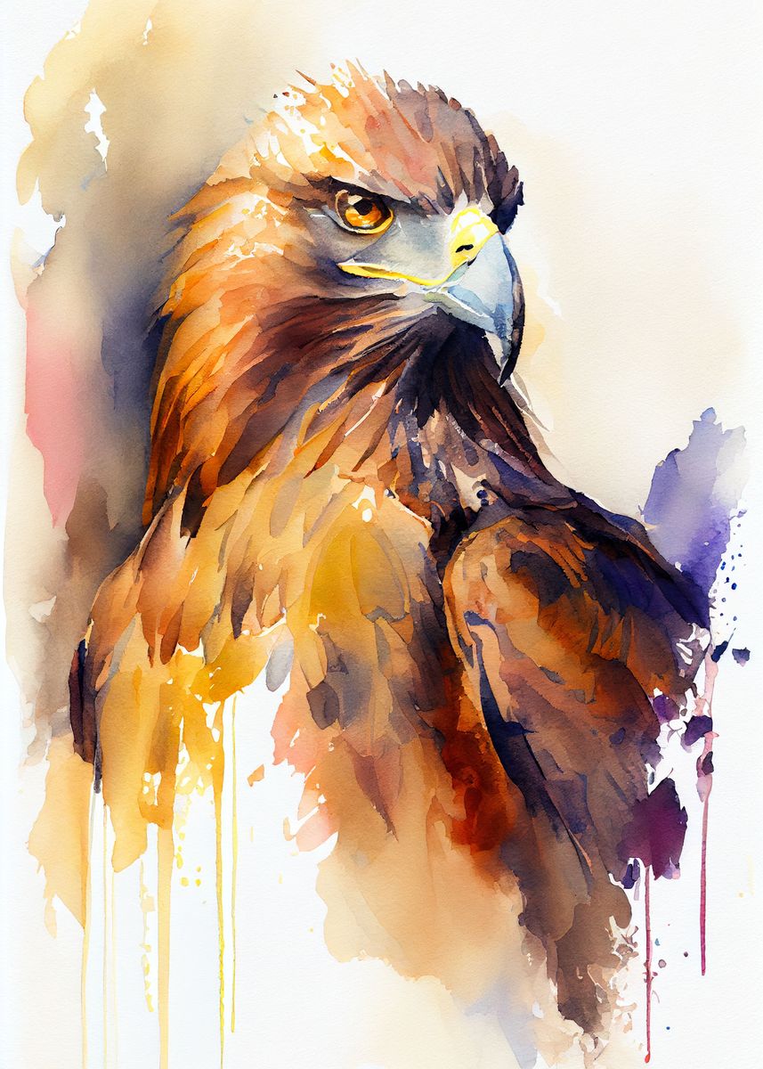 'Watercolor Eagle' Poster, picture, metal print, paint by DervlexArt ...